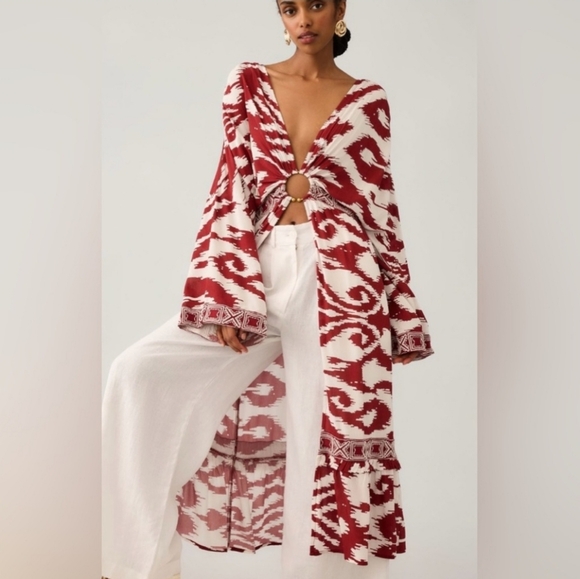 Anthropologie | Tops | Anthropologie Maroon Aztec Tribal Open Front ...